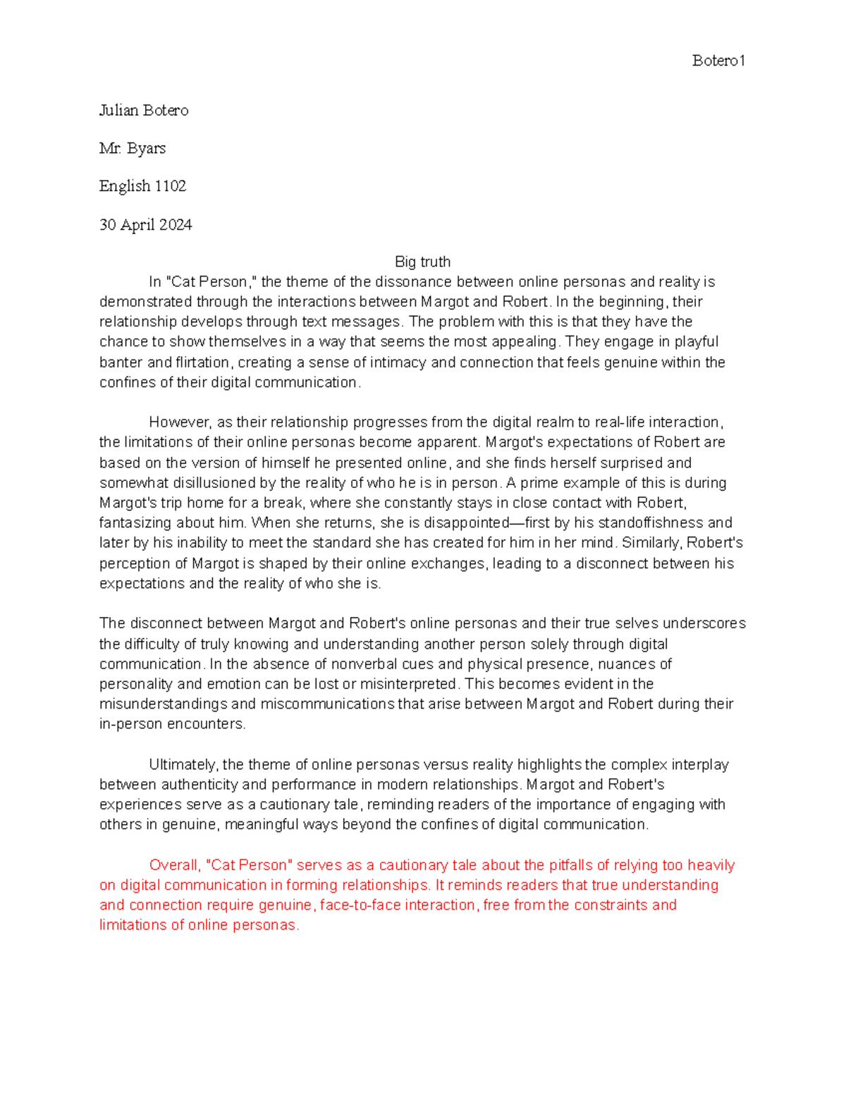 Week 3wwe awefaw aw fwae wae awefawe faw - Botero 1 Julian Botero Mr ...