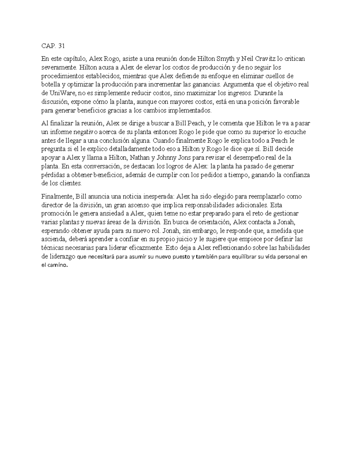 Resumen - asdadsd - En este capítulo, Alex Rogo, asiste a una reunión ...