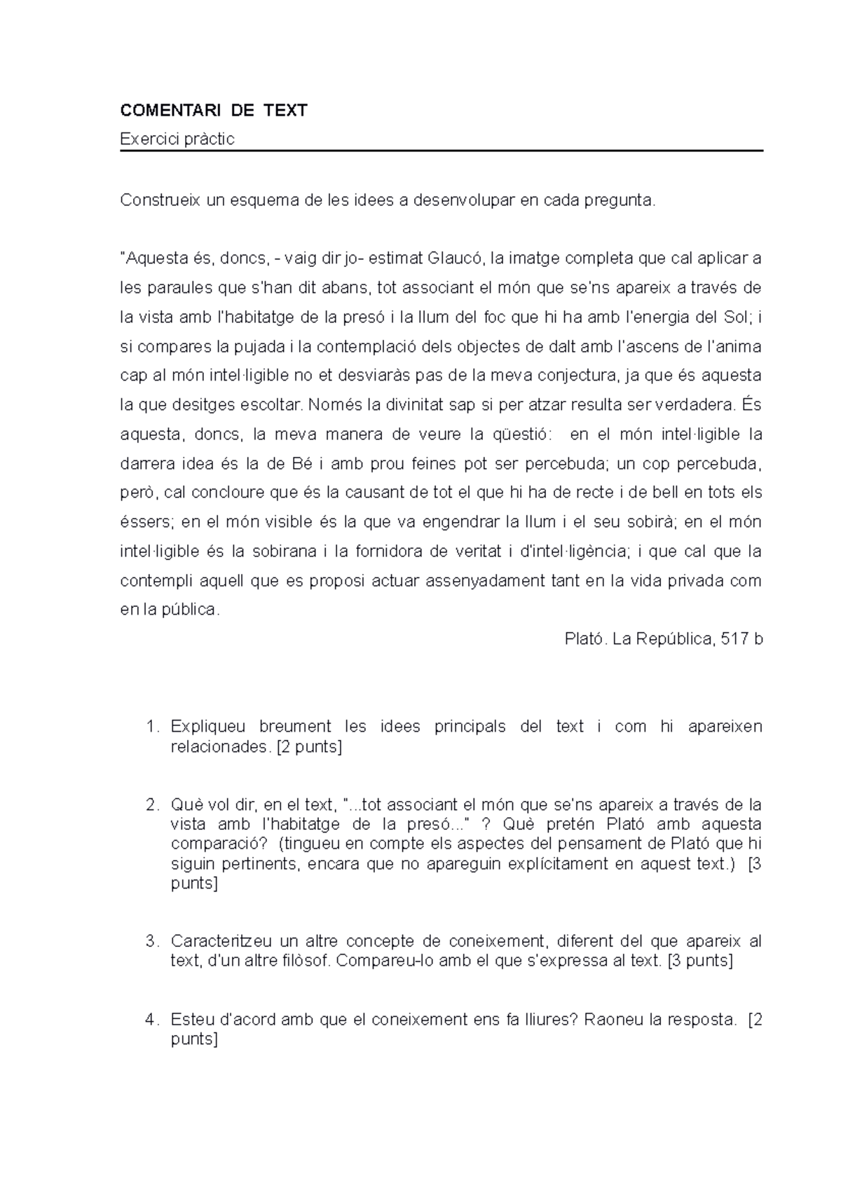 Comentari DE TEXT Esquemàtic - COMENTARI DE TEXT Exercici pràctic ...
