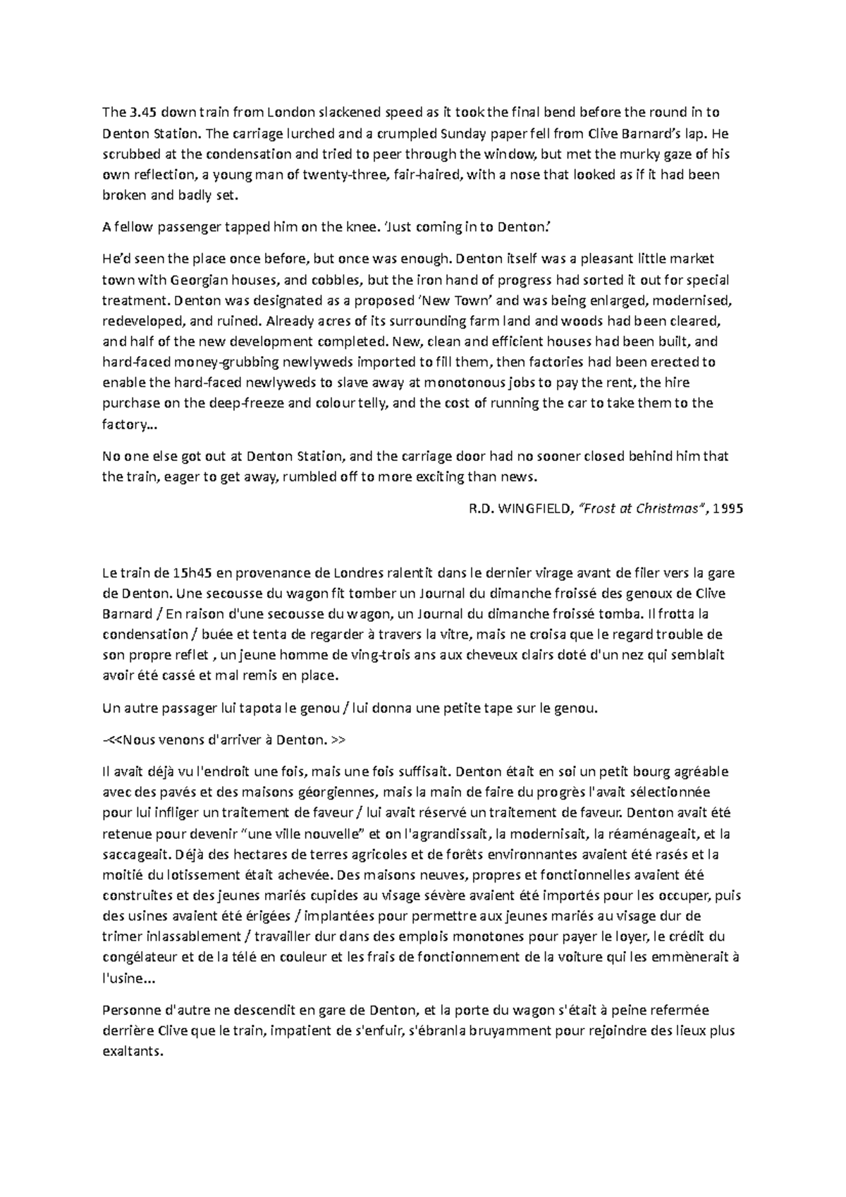 Version n°1 - The 3 down train from London slackened speed as it took ...