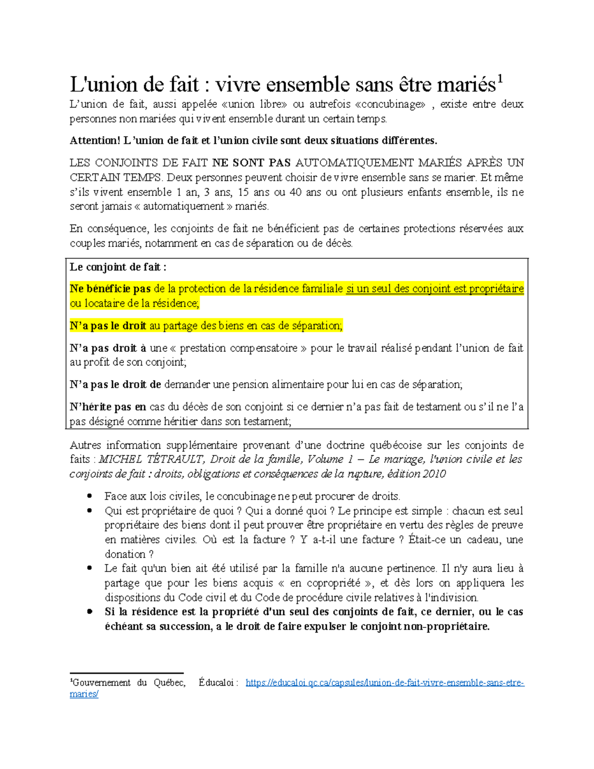 Conjoints de faits - L'union de fait : vivre ensemble sans être mariés ...