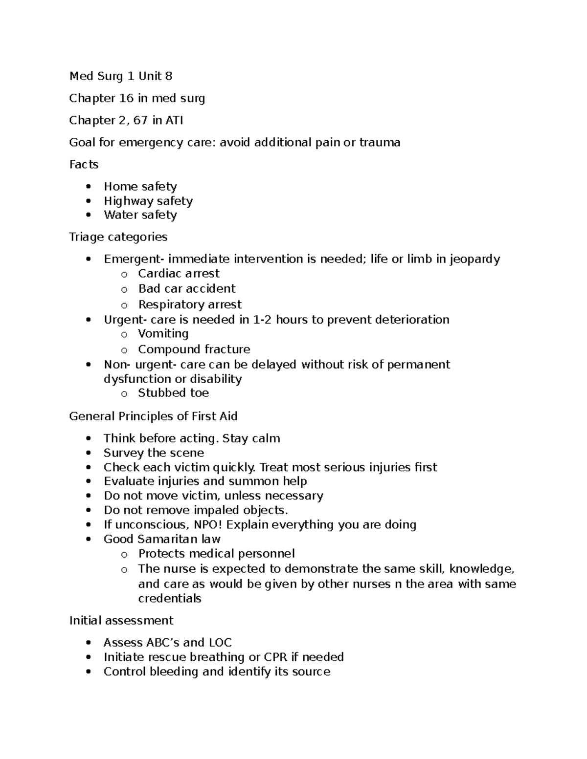 Med Surg 1 Unit 8 - Medical surgical lecture notes from December to ...