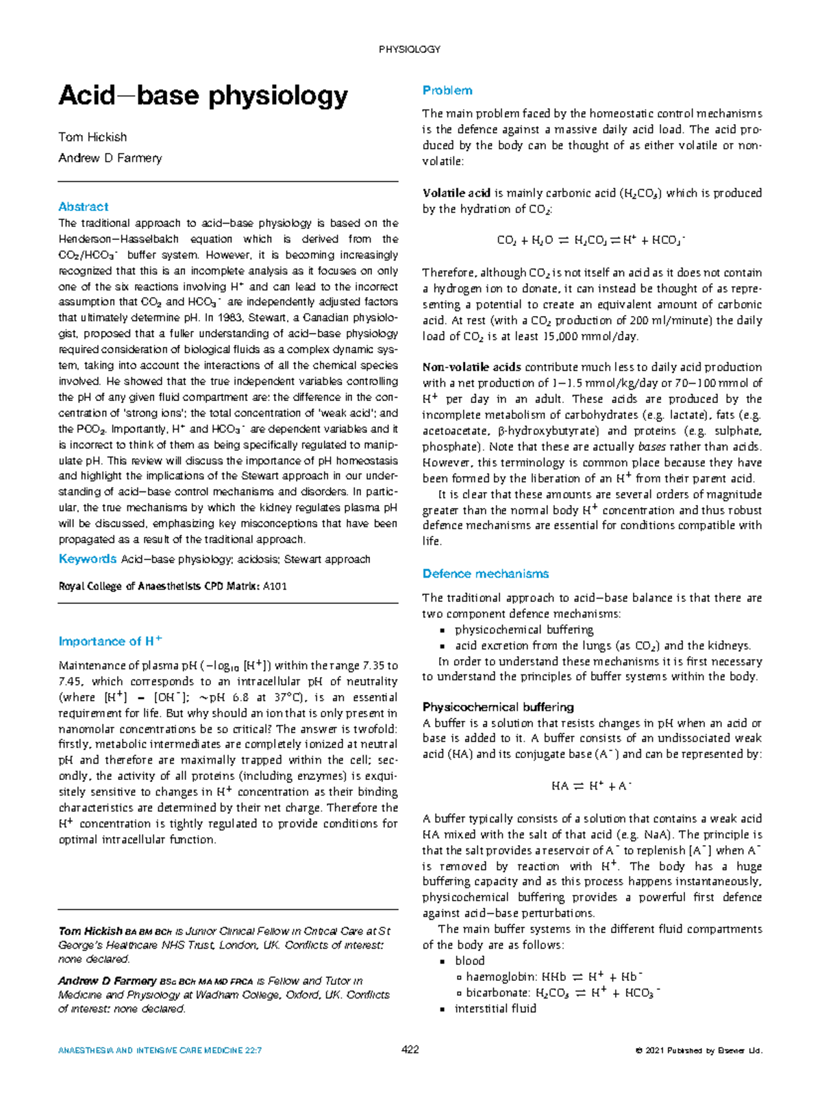 S1472029921001156 - FACIL - Acidebase physiology Tom Hickish Andrew D ...