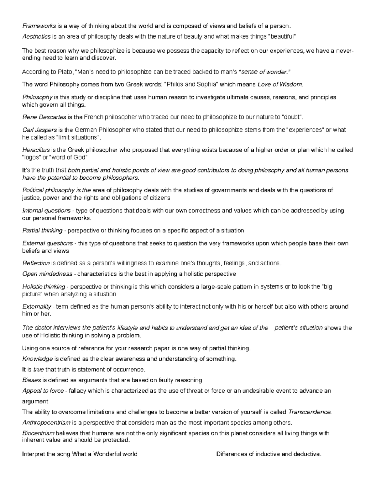 Philo-reviewer - sources - Frameworks is a way of thinking about the ...