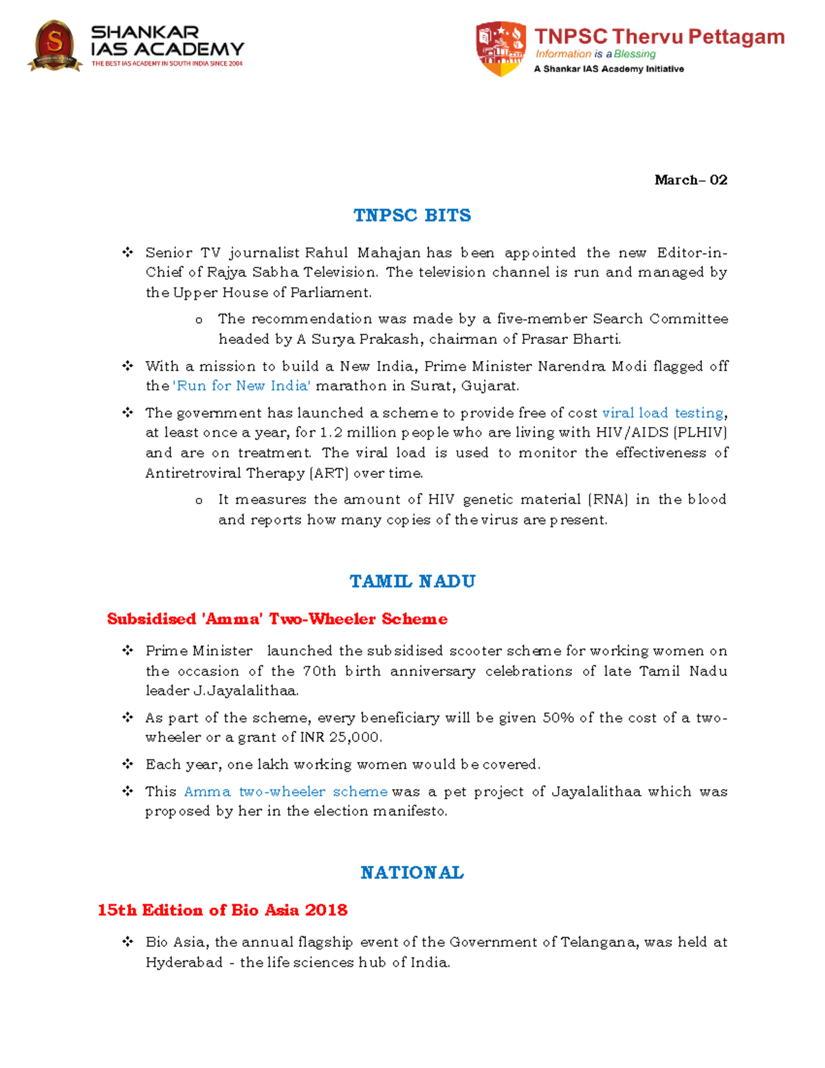 March-02-English [Current affairs for the month March-2018] - March– 02 ...