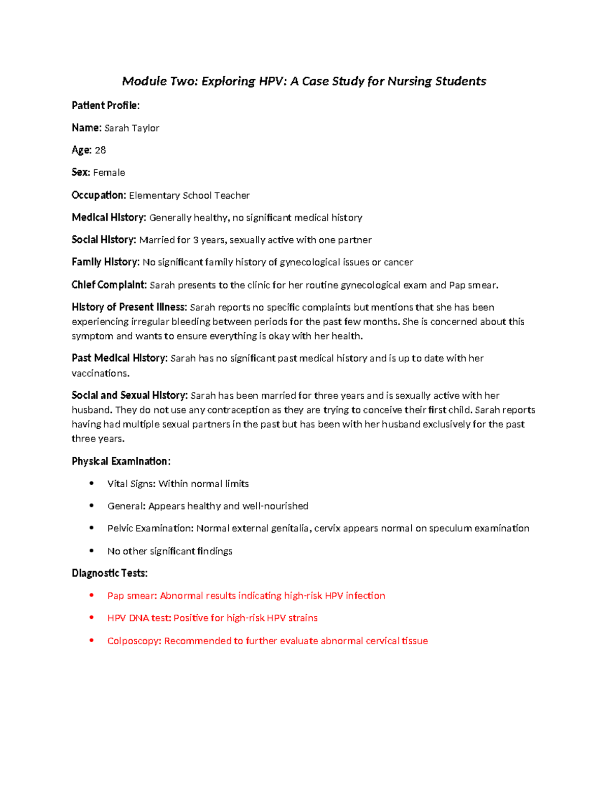 Module Two Case Study-HPV - Module Two: Exploring HPV: A Case Study for ...