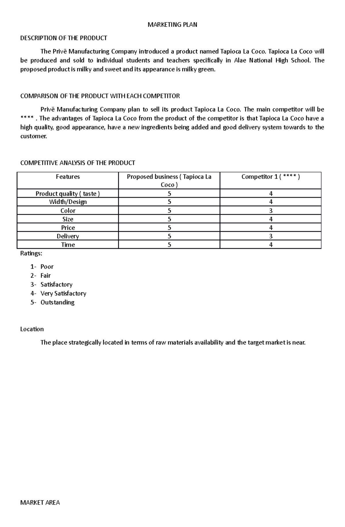Marketing PLAN - MARKETING PLAN DESCRIPTION OF THE PRODUCT The Privē ...