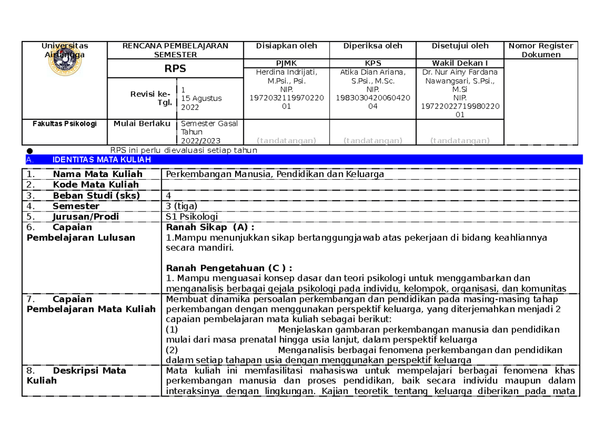 RPS PMPK 2022 OK - rps pmpk semester gasal - Airlangga SEMESTER Dokumen ...