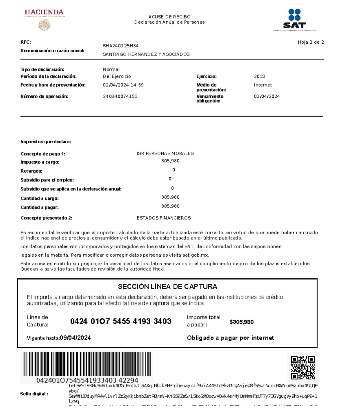 Acuse - ACUSE DE RECIBO Declaración Anual de Personas Morales - Studocu