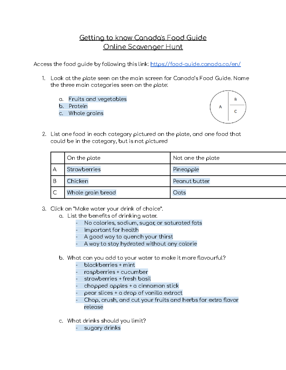 Copy of Getting to know Canada's Food Guide - Getting to know Canada's ...