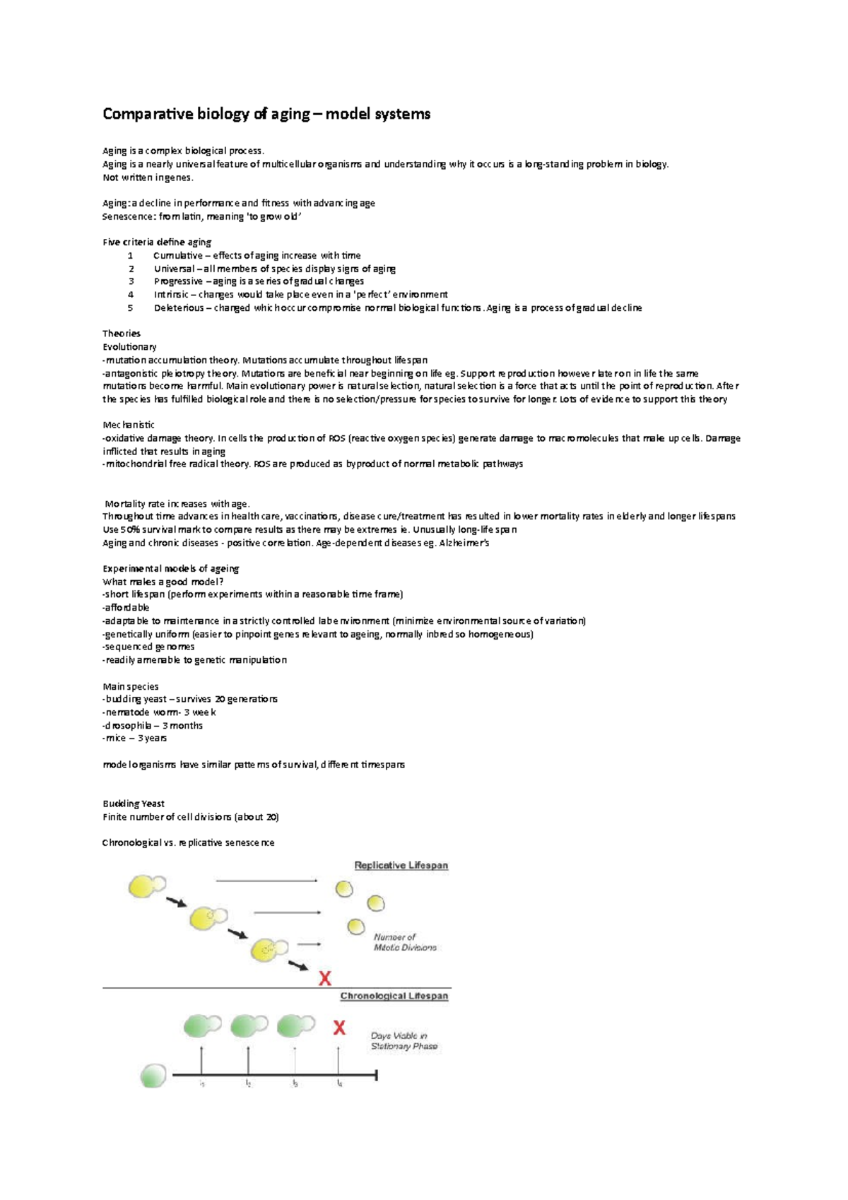 Aging model systems - Detailed notes - Comparative biology of aging ...