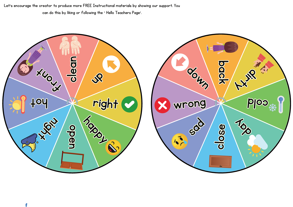 Spin, Match & Learn Antonyms - Free resources for our dedicated ...