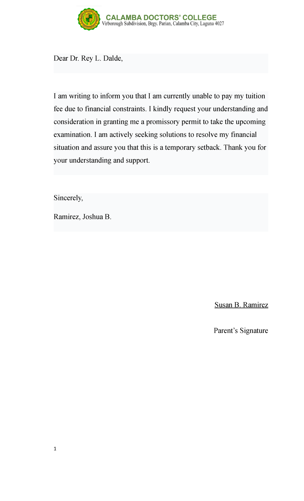 CDC Template.docx - Dear Dr. Rey L. Dalde, I am writing to inform you ...