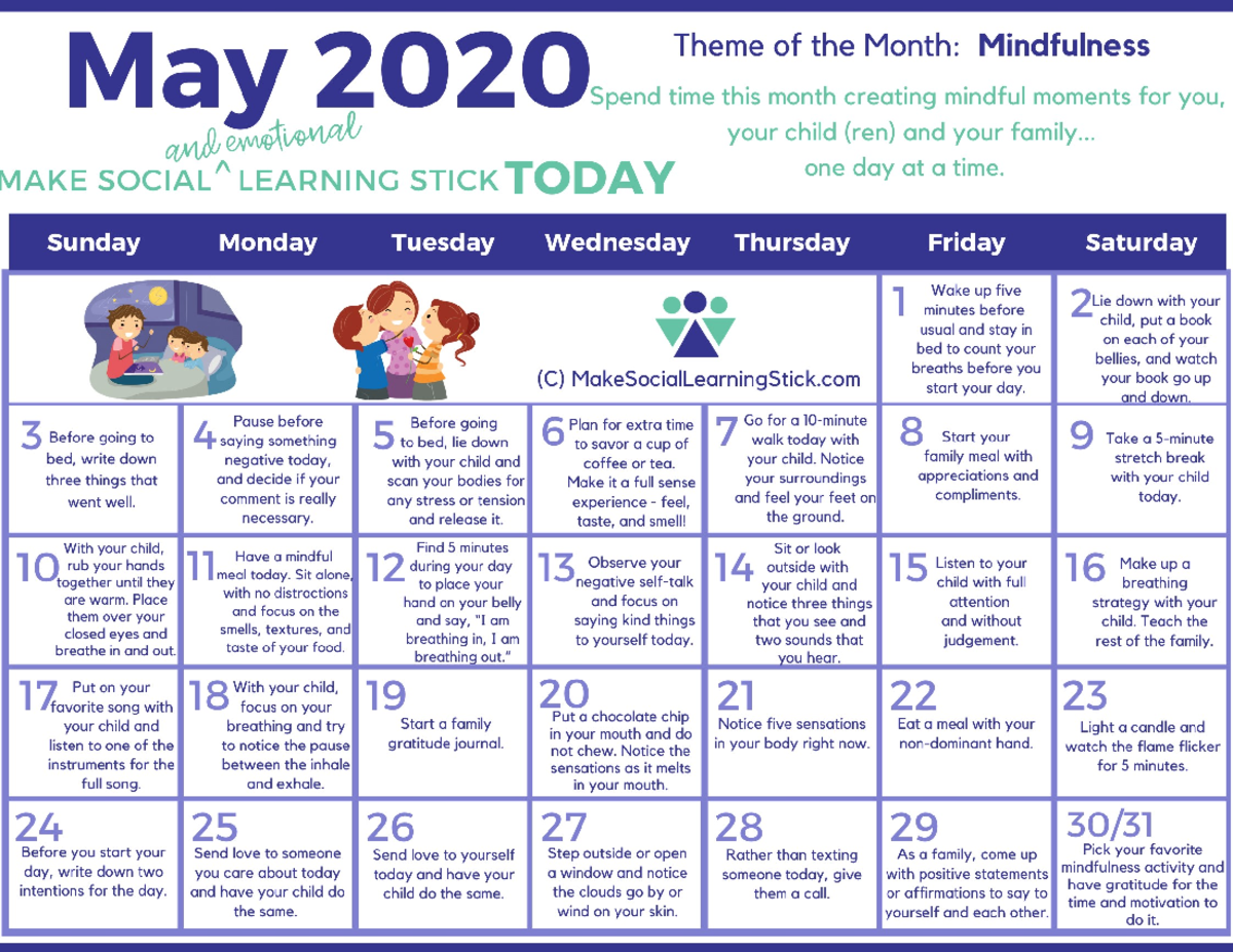 Mindfulness May Calendar - 920:108 - Studocu