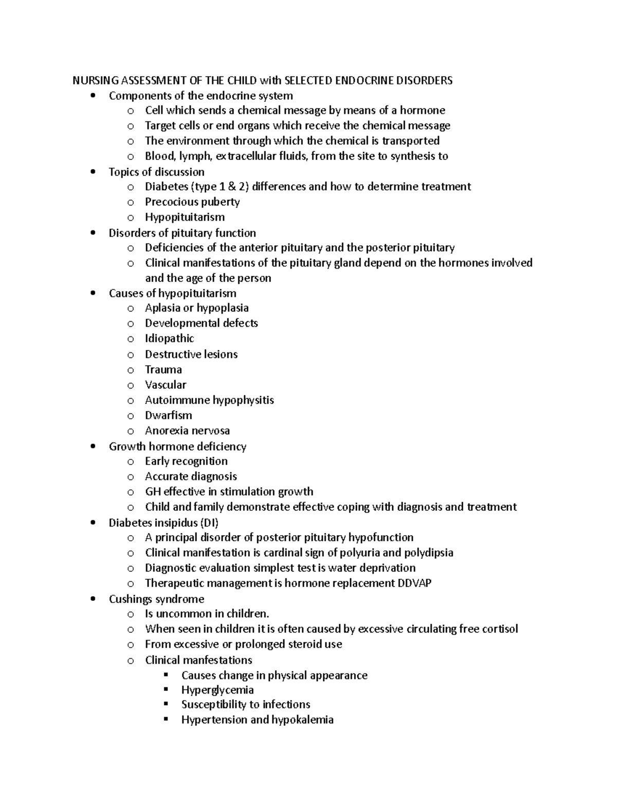 Nursing Assessment OF THE Child with Selected Endocrine Disorders ...