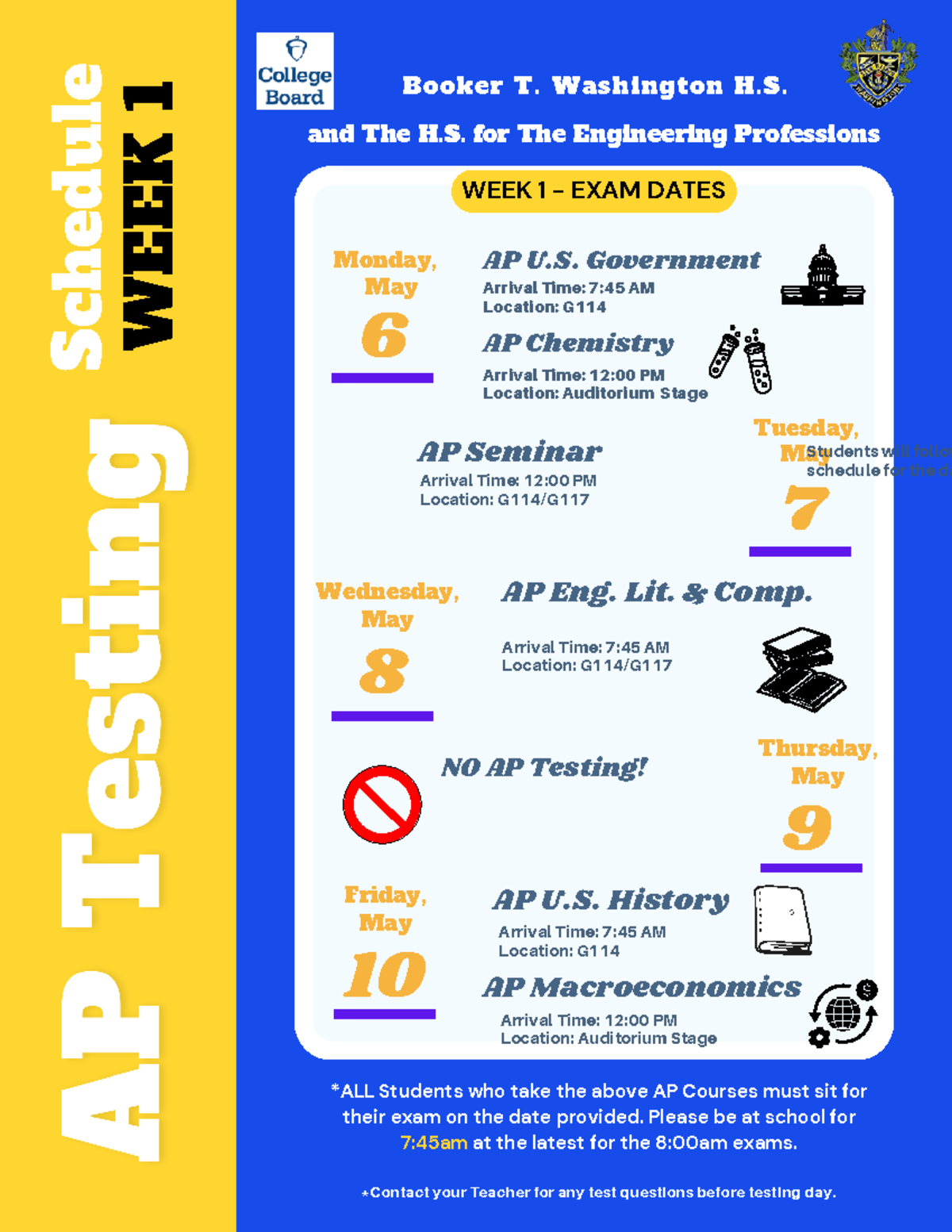 2024 AP EXAM Schedule Flyer - 6 7 9 8 10 Schedule and The H. for The ...