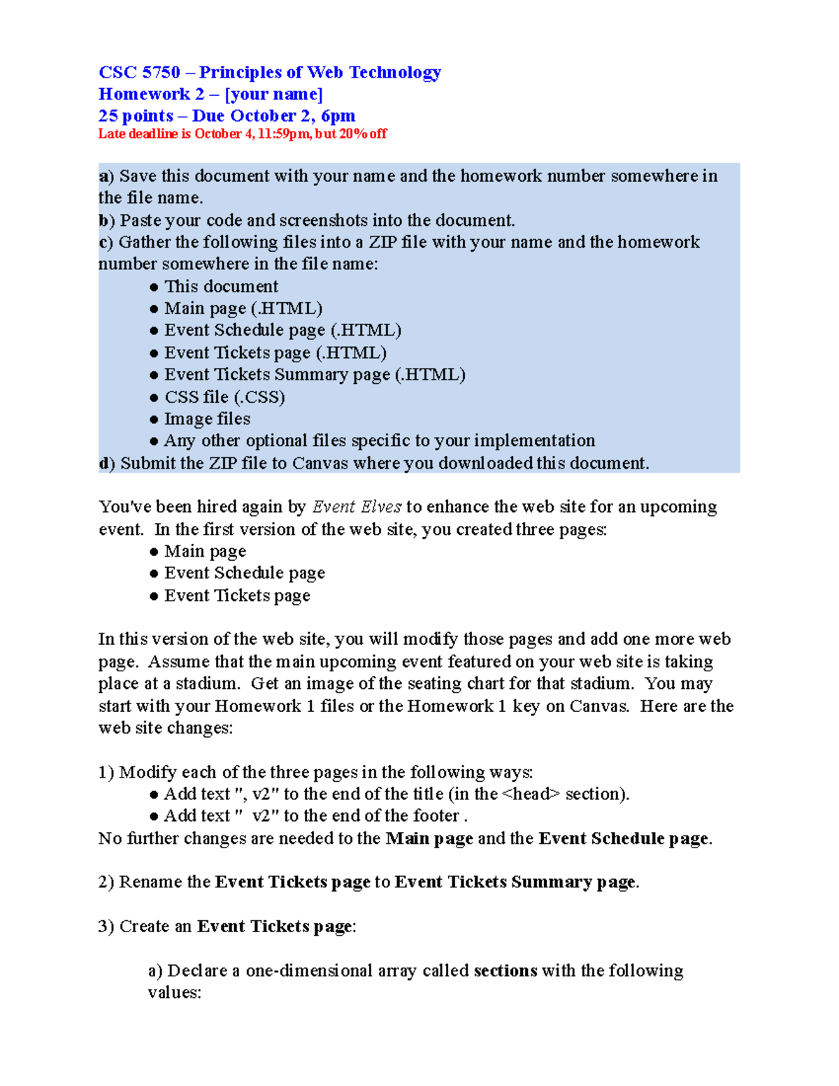 Csc5750 Dan O Homework 02 Csc 5750 Principles Of Web Technology Homework 2 25 Points Due