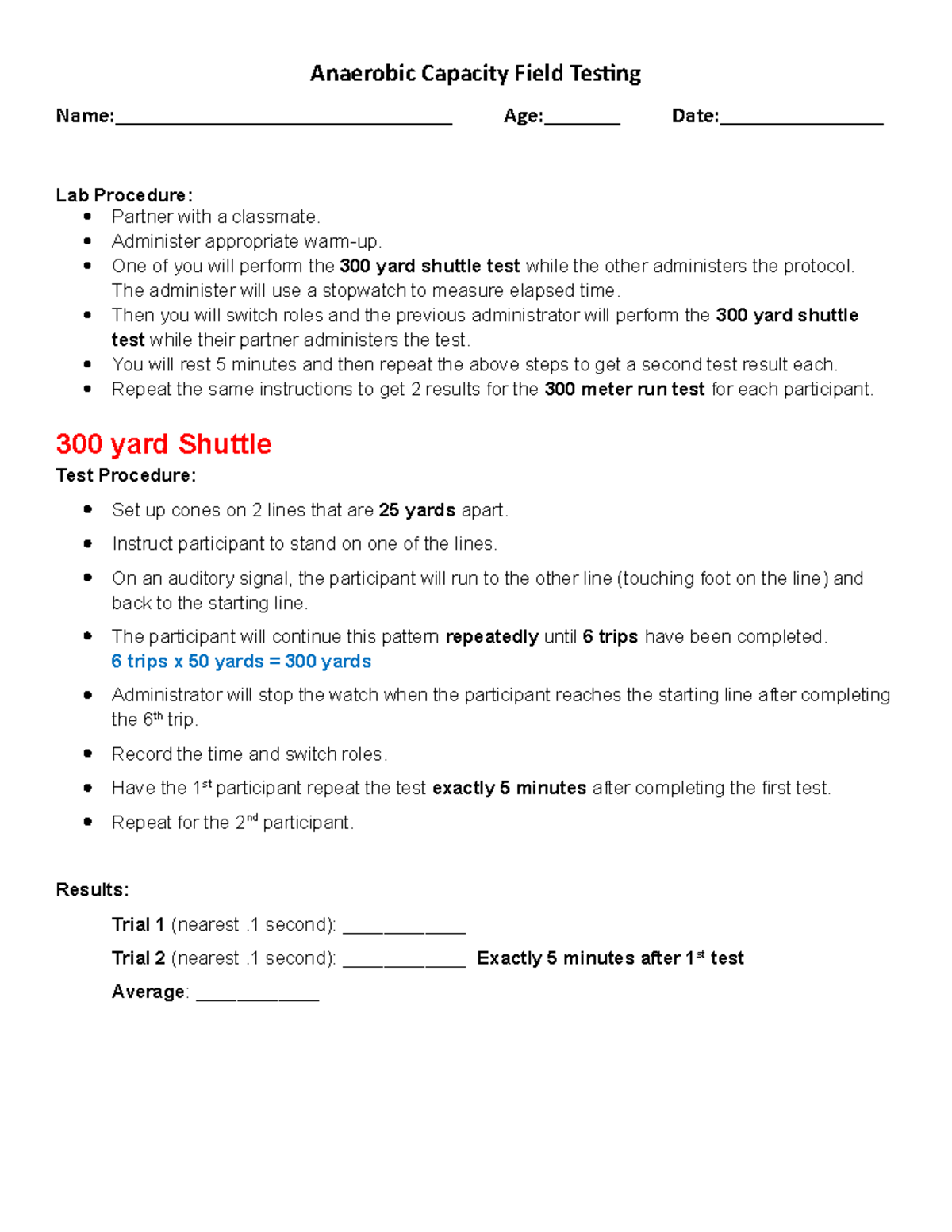 04 Anaerobic Capacity Field Testing - Anaerobic Capacity Field Testing ...