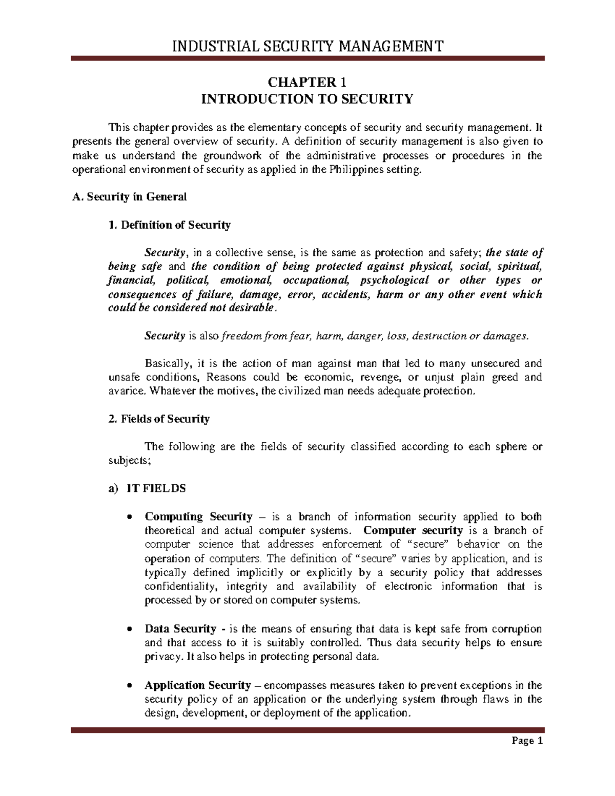 4. pdfcoffee - qedADSFJKL;\E - CHAPTER 1 INTRODUCTION TO SECURITY This chapter provides as the ...