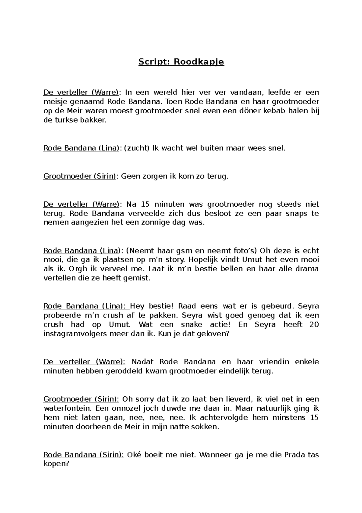 Nederlands script gemodernaliseerde sprookje qsdhudh - Script ...