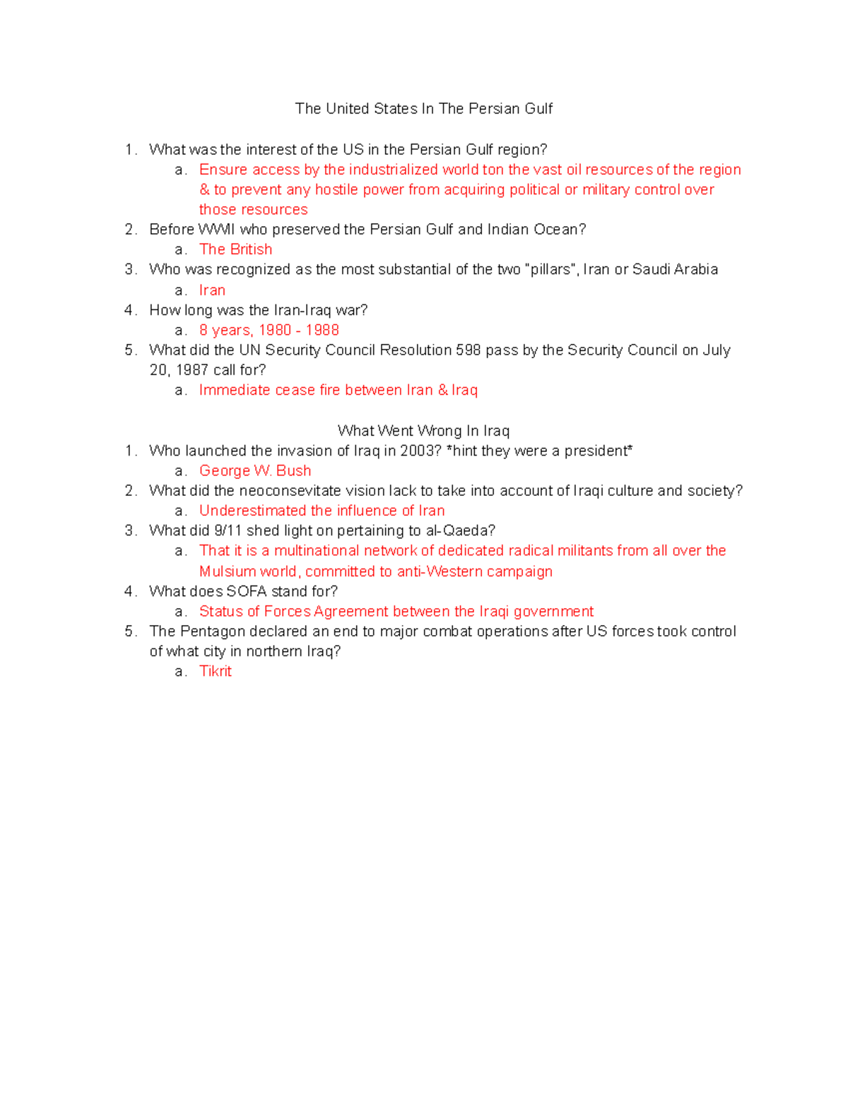 10 25 Reading Questions HW- my own - The United States In The Persian ...