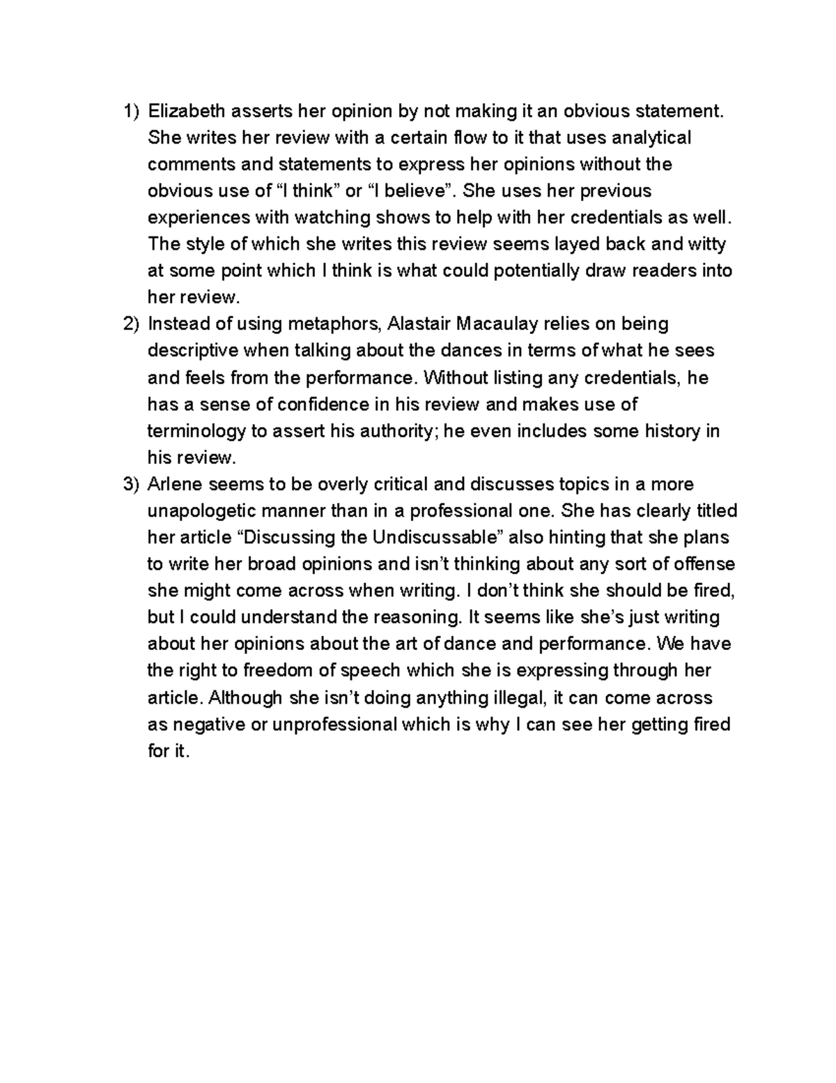 Out of Class Assignment #2 - Elizabeth asserts her opinion by not ...