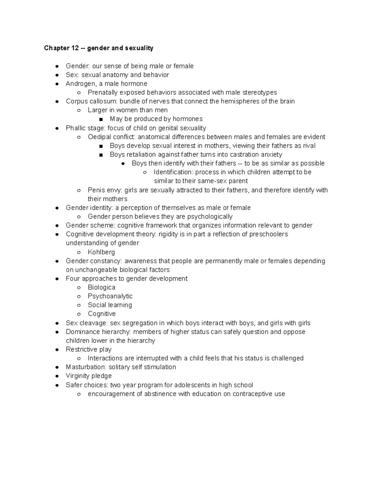 Chapter 12 NOtes - Chapter 12 - gender and sexuality Gender: our sense ...