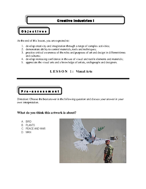 Classifications of Visual Arts - ASSIGNMENT: What are the five ...