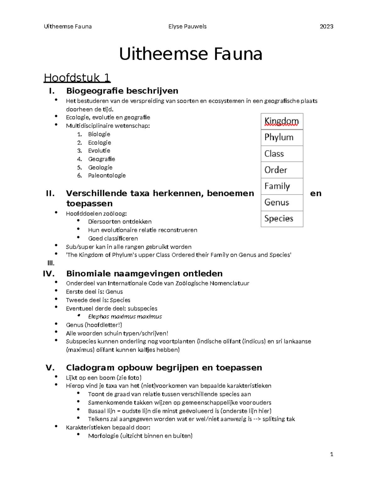 Uitheemse Fauna V3AC34 - Uitheemse Fauna Hoofdstuk 1 I. Biogeografie ...