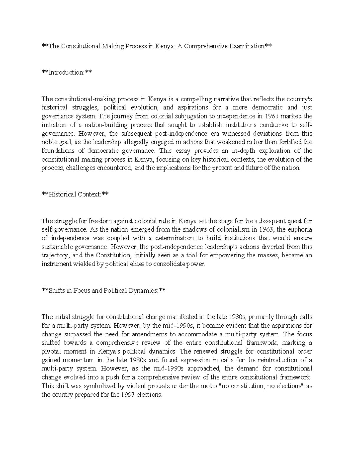 The Constitutional Making Process in Kenya - The journey from colonial ...