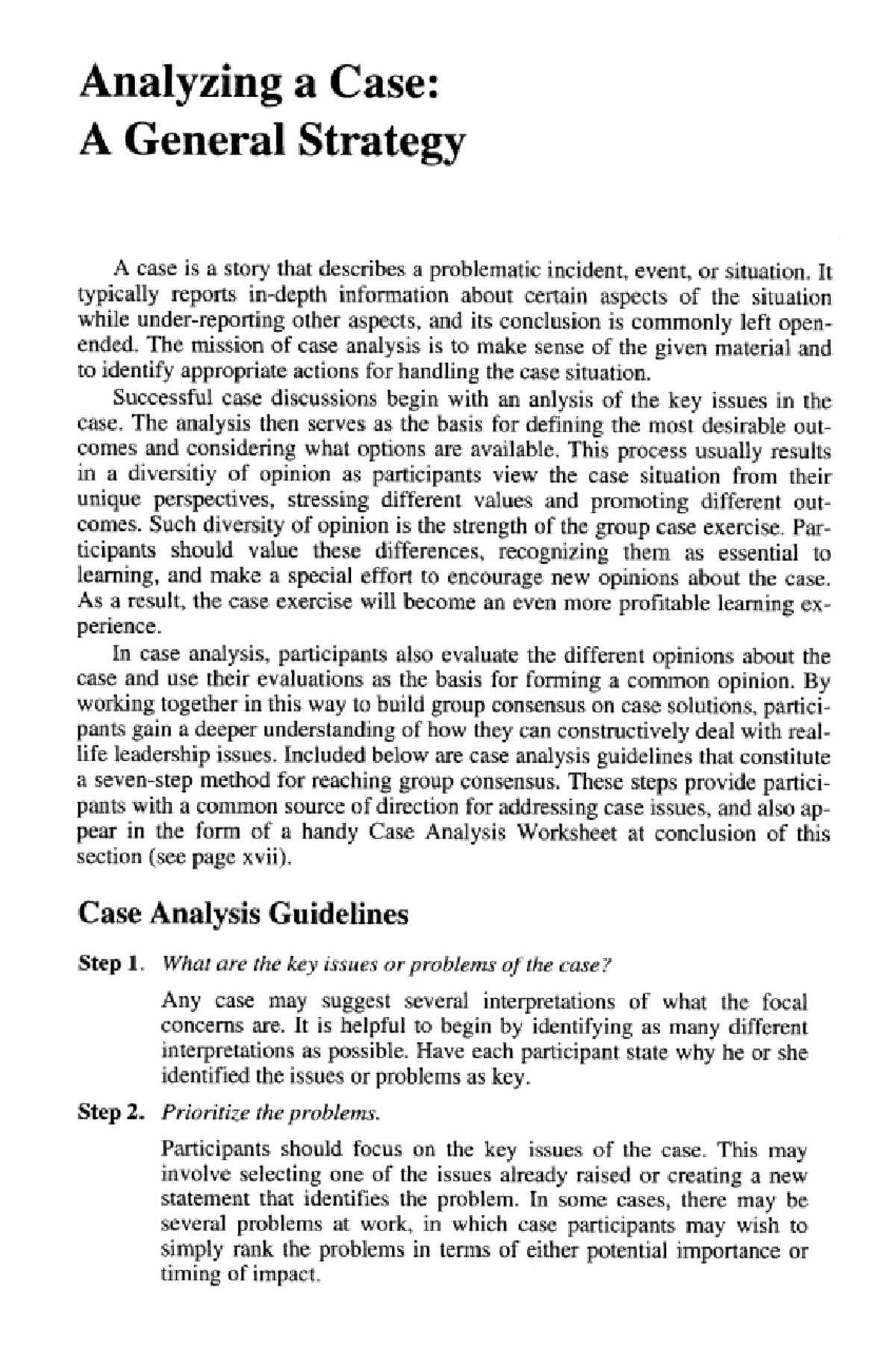 Case study guide on case studies - Analyzing a Case: A General Strategy ...