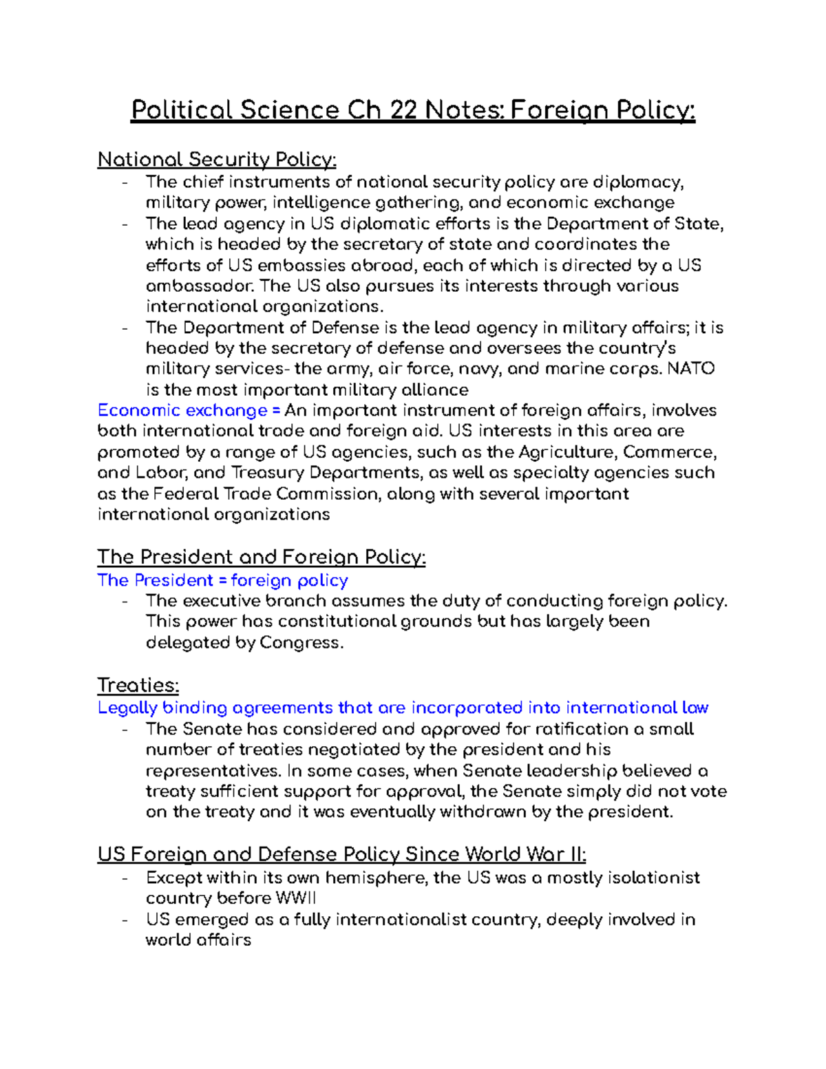 Political Science Ch 23 Notes Foreign Policy - Political Science Ch 22 ...