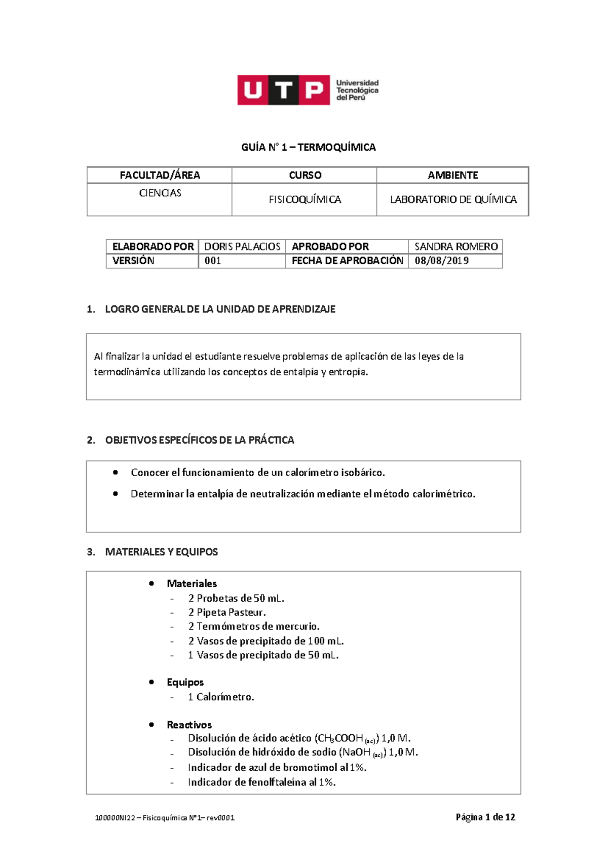 GUIA N2 - GUIA N2 practica - GUÍA N° 1 – TERMOQUÍMICA FACULTAD/ÁREA ...