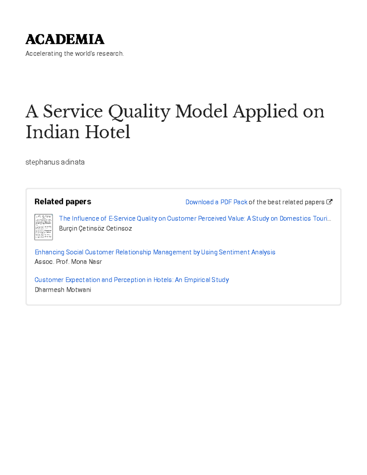 A Service Quality Model Applied on Indian Hotel-with-cover-page-v2 ...