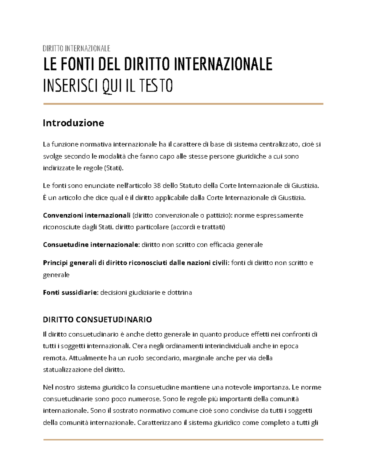 3. Le fonti del diritto internazionale - DIRITTO INTERNAZIONALE LE ...