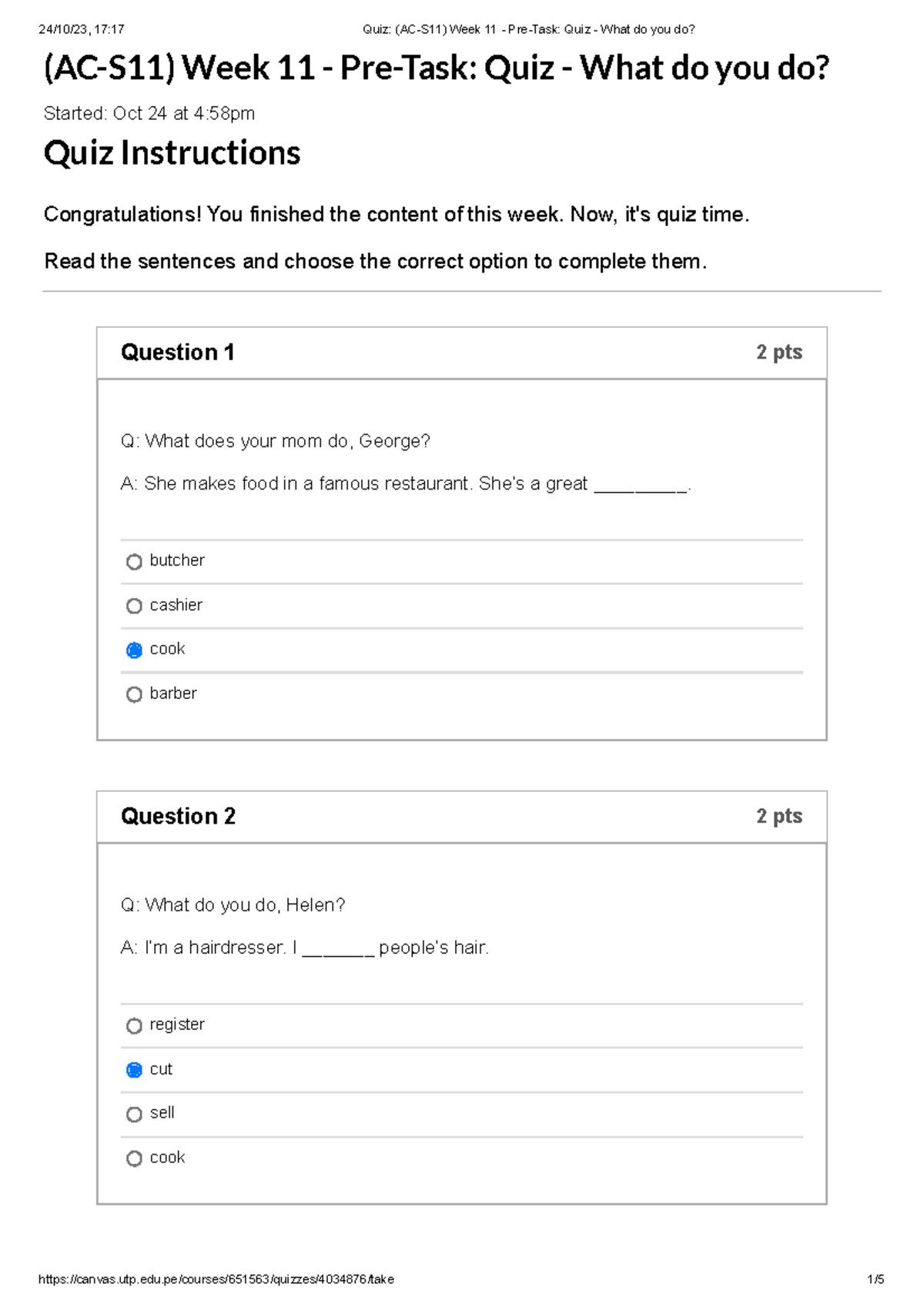 Quiz (AC-S11) Week 11 - Pre-Task Quiz - What do you do - (AC-S11) Week 11 - Pre-Task: Quiz ...