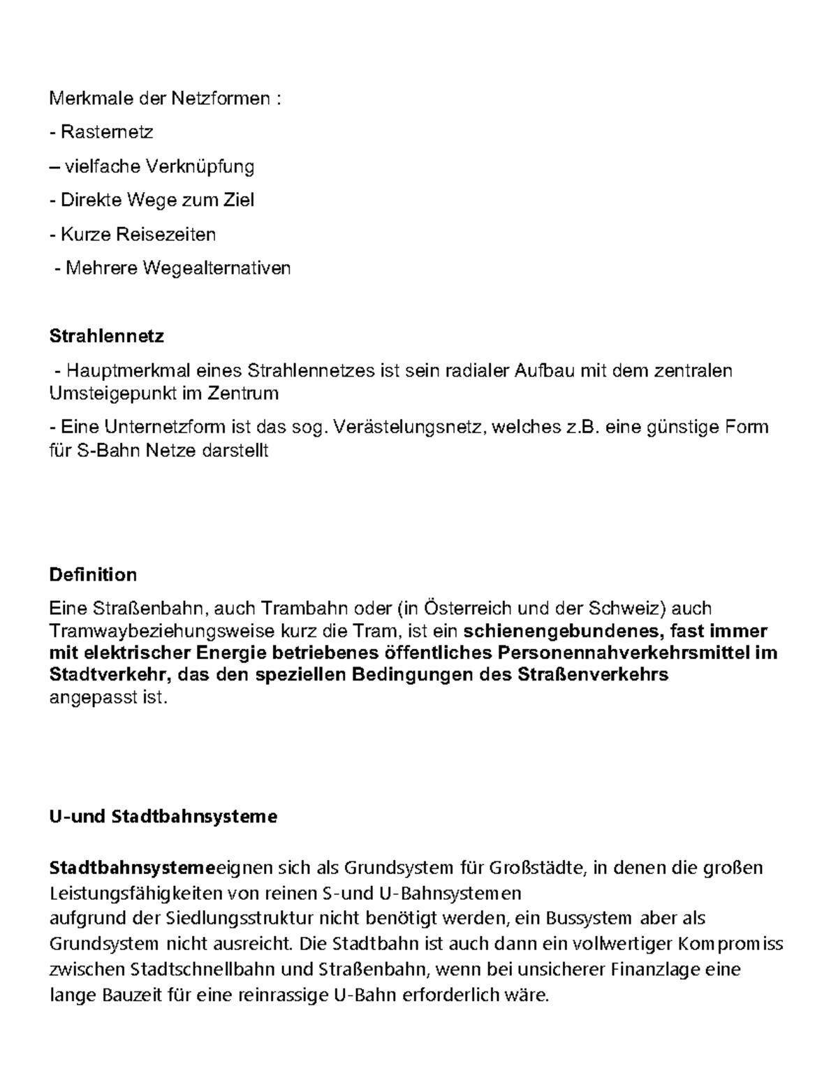 Merkmale der Netzformen (Automatisch wiederhergestellt) - Merkmale der Netzformen : Rasternetz ...