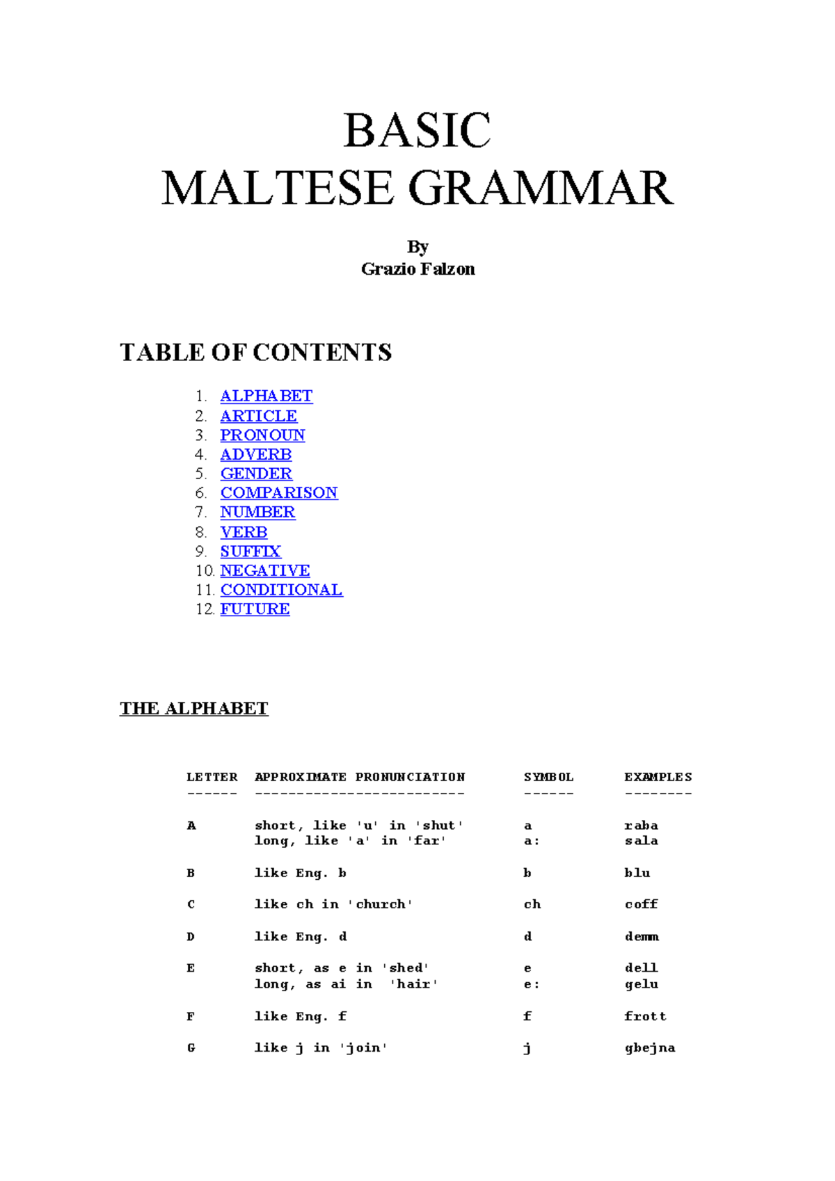 Basic-maltese-grammar compress - BASIC MALTESE GRAMMAR By Grazio Falzon ...