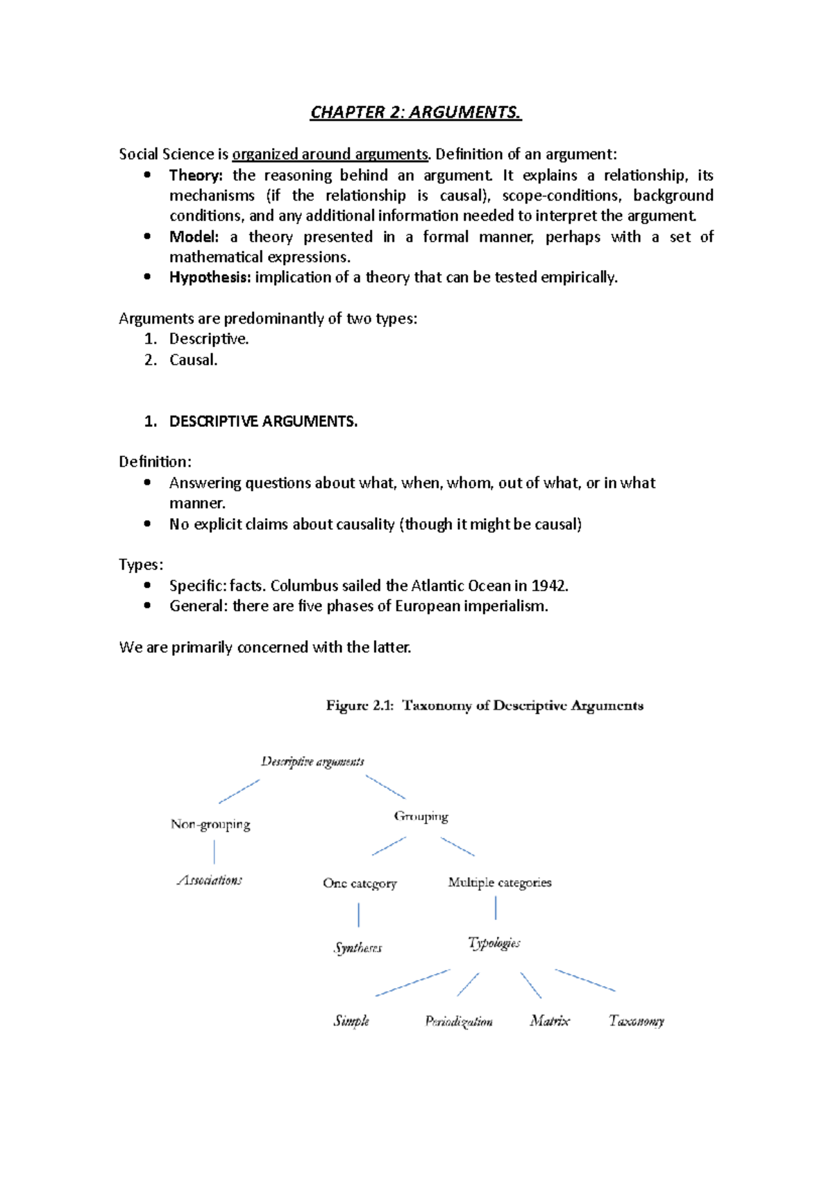 2. Arguments notes - CHAPTER 2: ARGUMENTS. Social Science is organized ...
