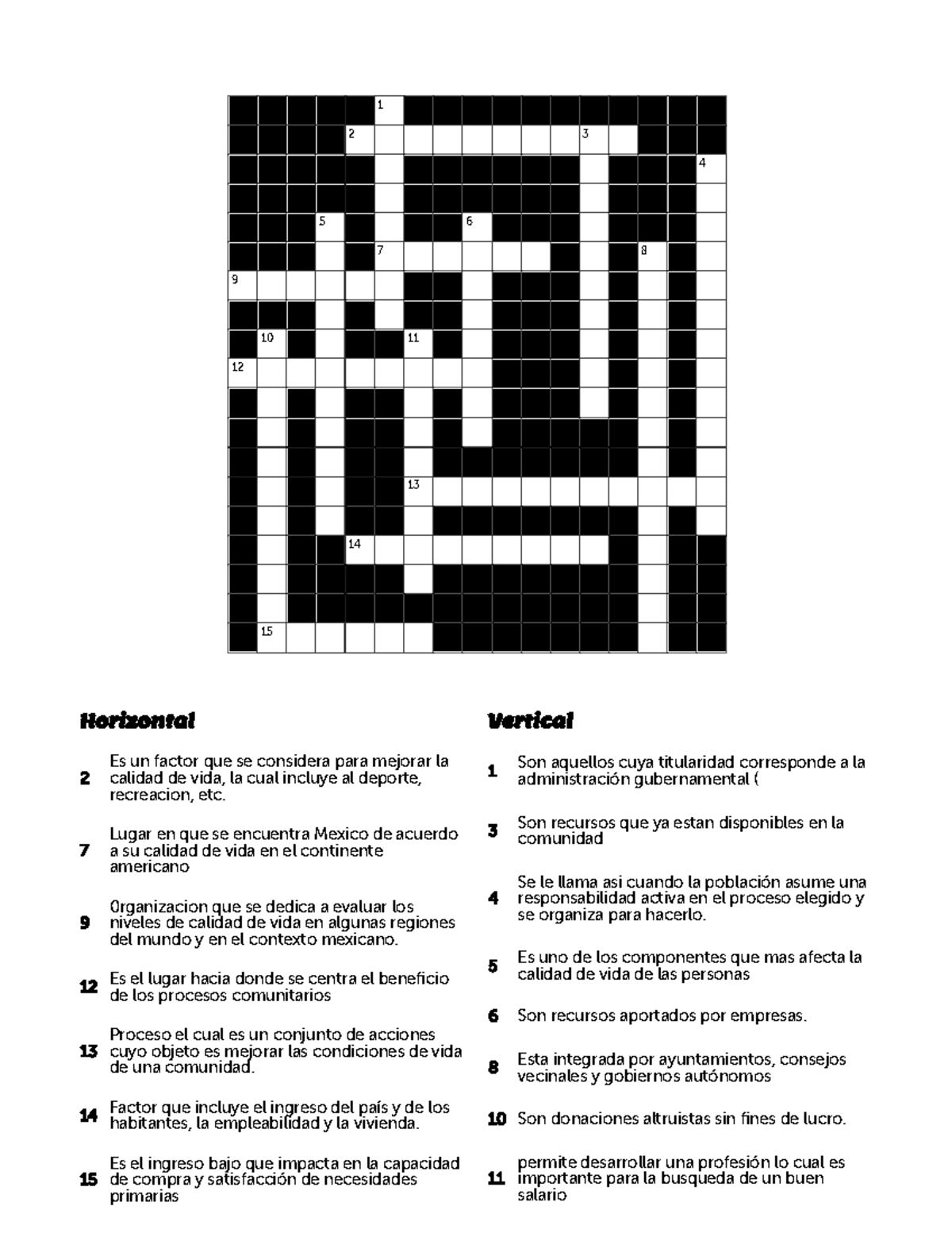 Jugar Crucigrama - Puzzel - Horizontal 2 Es un factor que se considera ...
