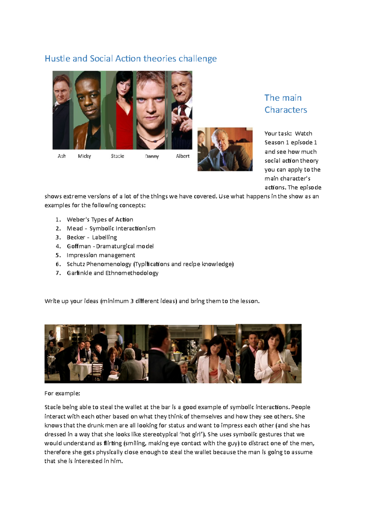 Millie Gosbee - Hustle and Social Action theories - Hustle and Social Action theories challenge ...