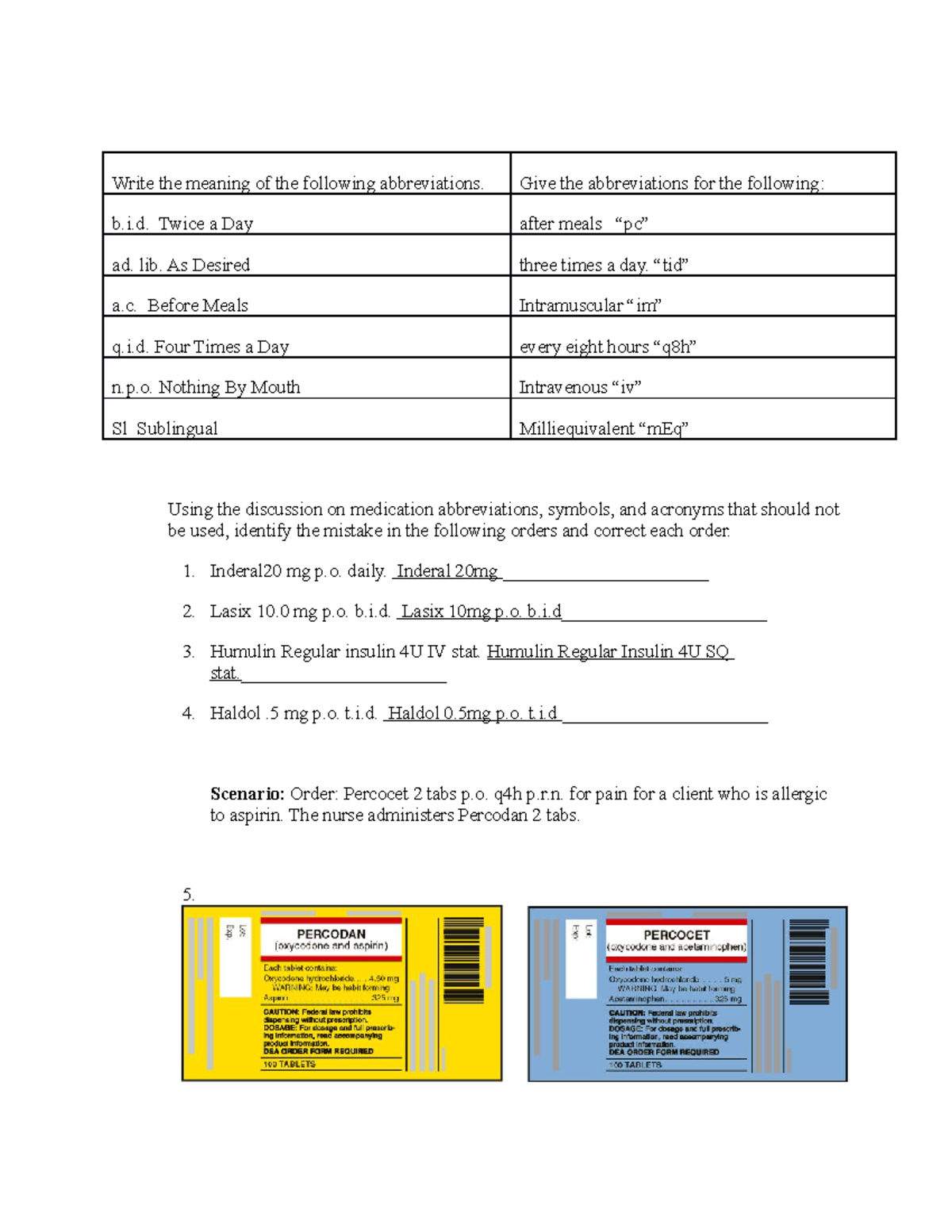 Medication Safety-MAR exercises (10) copy copy copy - Write the meaning ...