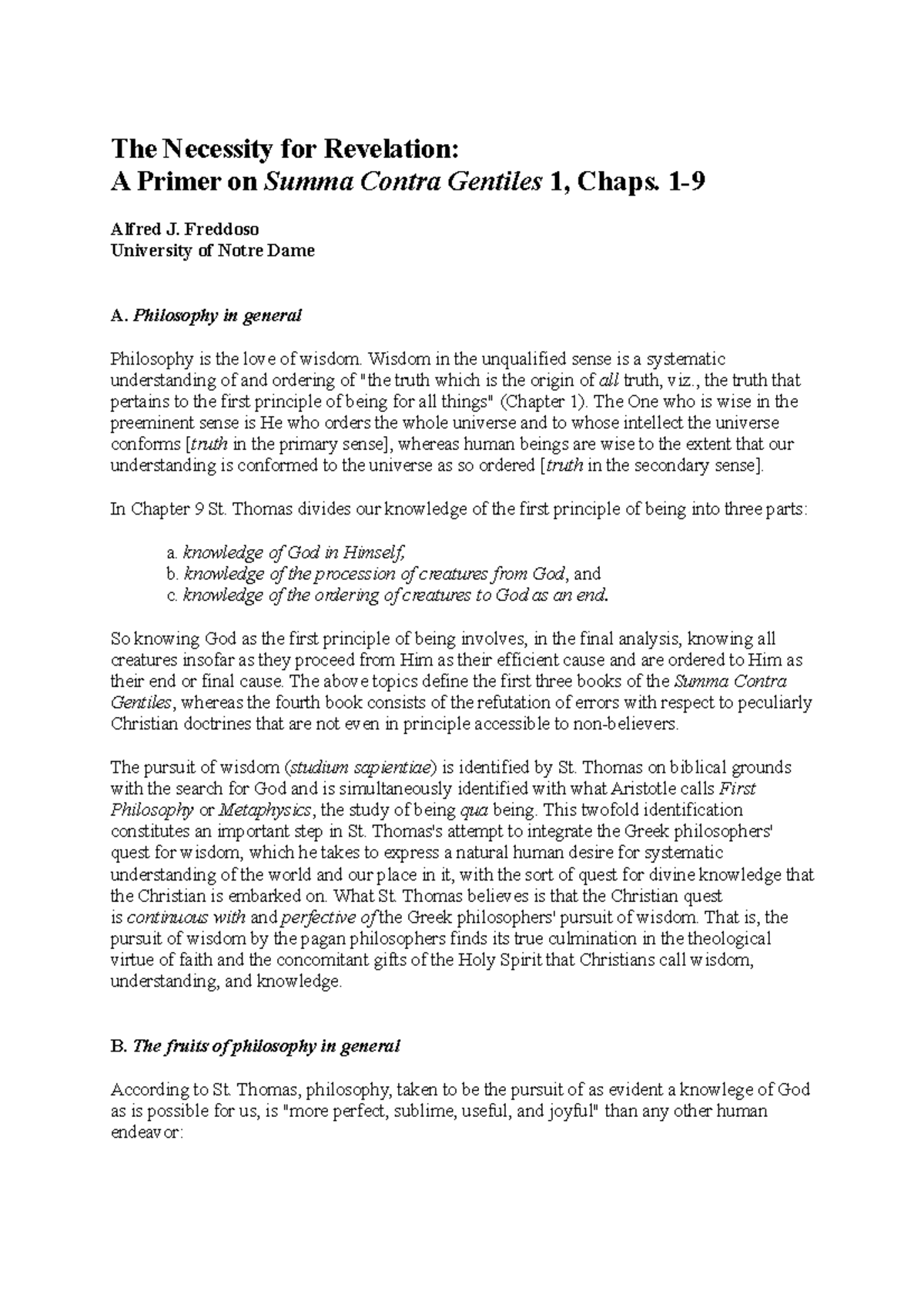 The Necessity for Revelation - Alfred J. Freddoso University of Notre ...
