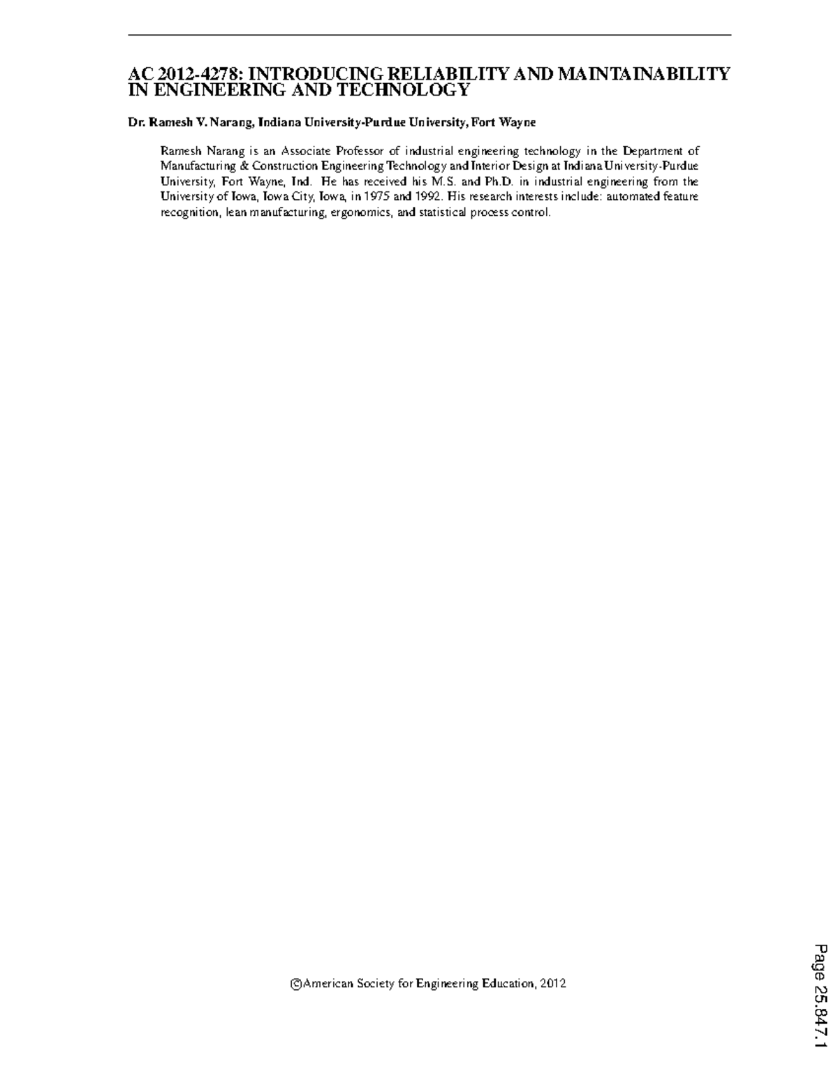 Introducing reliability and maintainability in engineering and ...