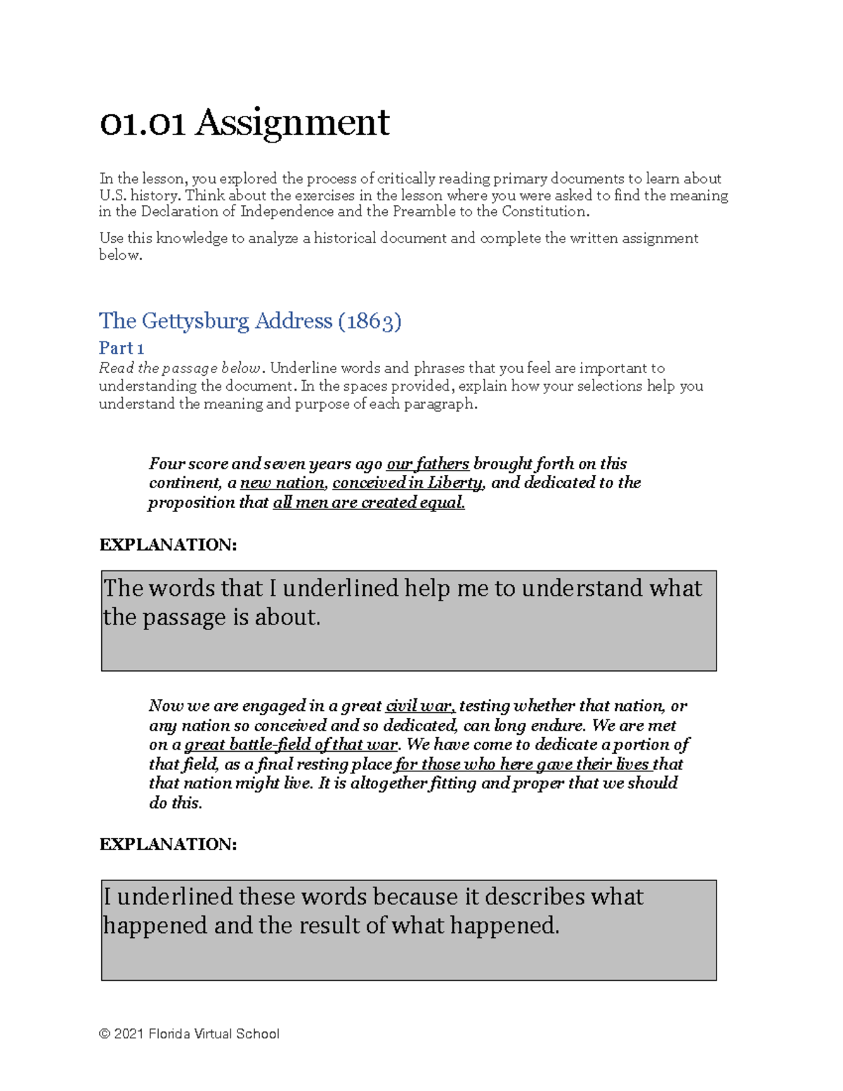 01.01 history - 01 Assignment In the lesson, you explored the process of critically reading ...