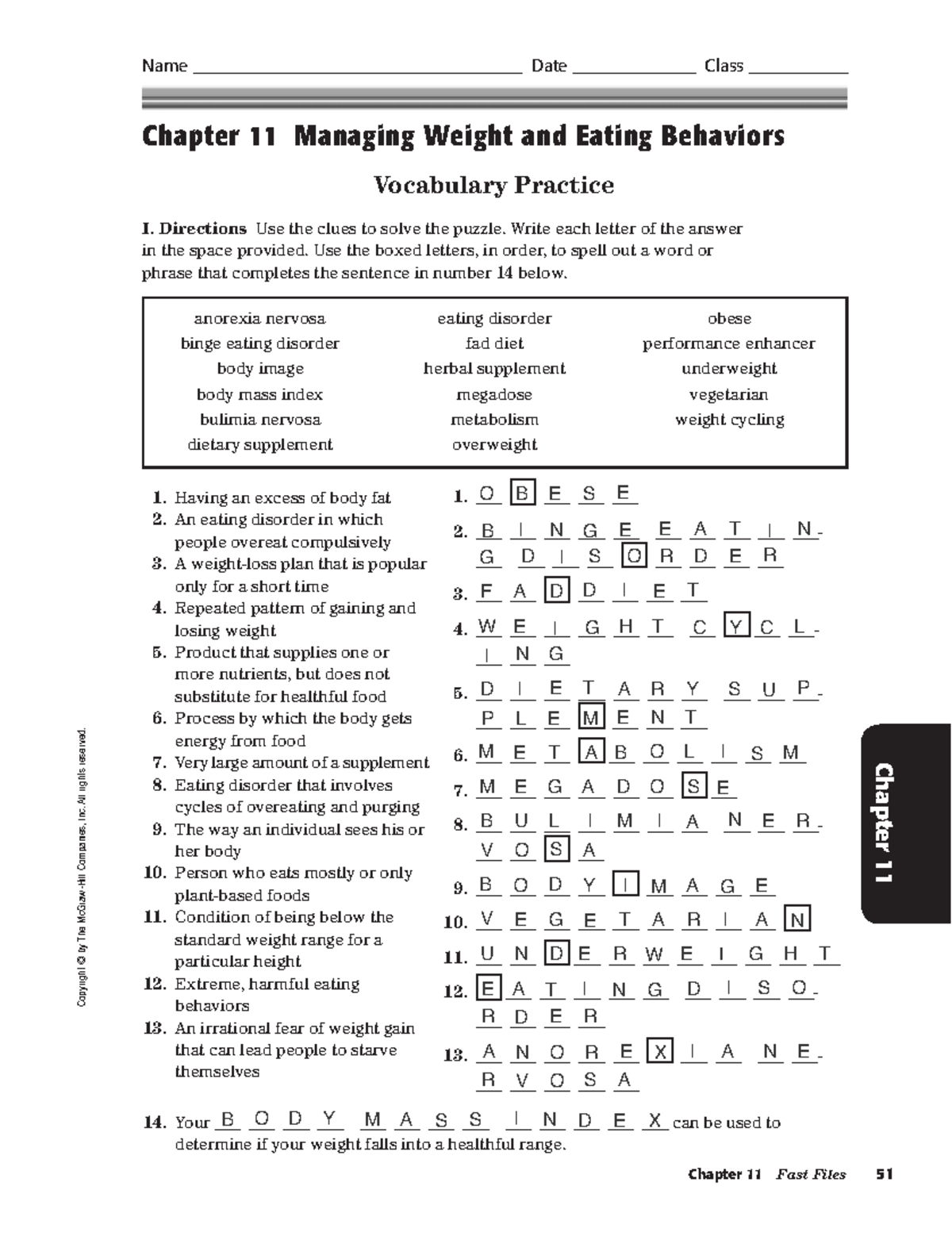 Chapter worksheet - Copyright © by The McGraw-Hill Companies, Inc. All ...