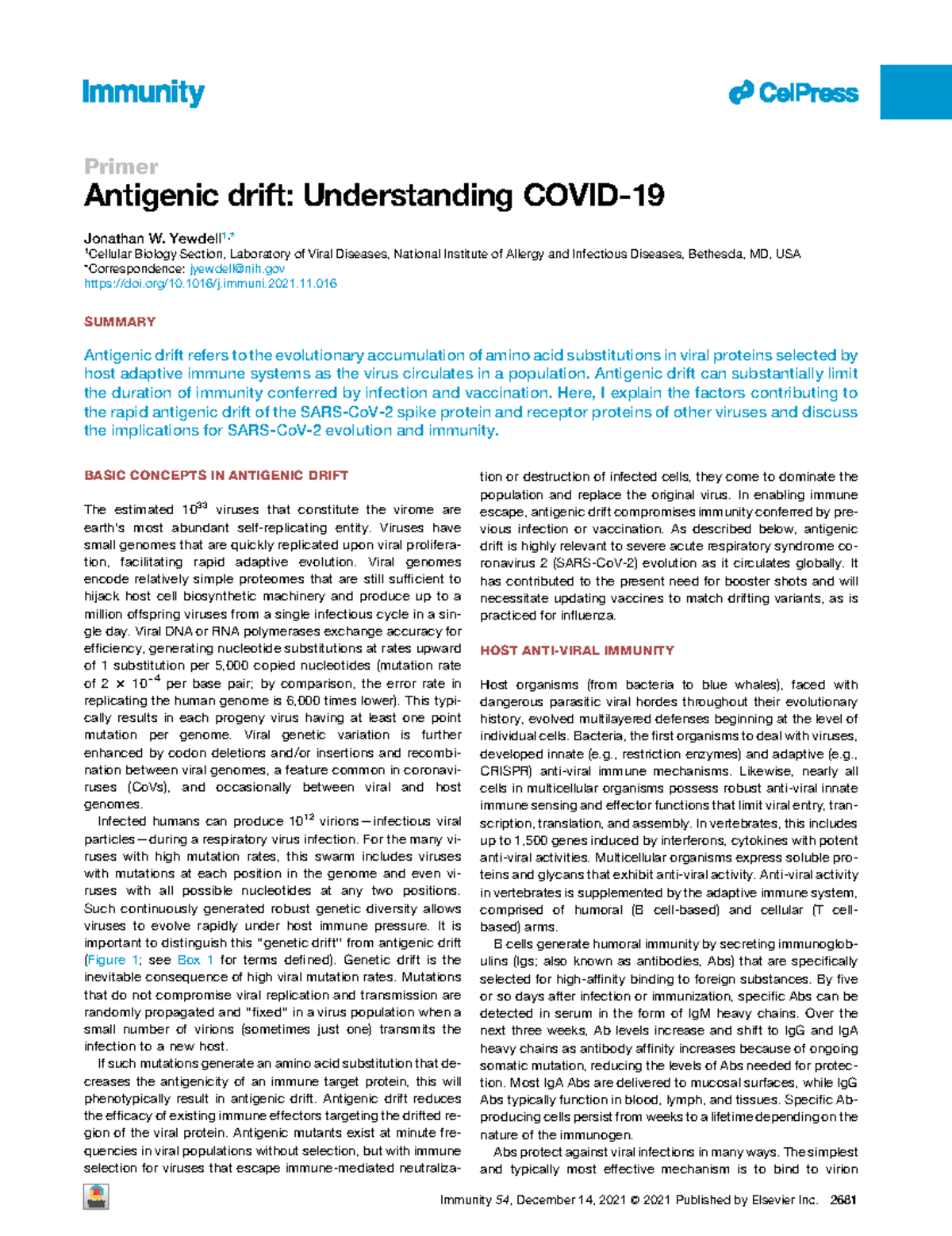 Antigenic drift Understanding Covid-19 - Primer Antigenic drift ...