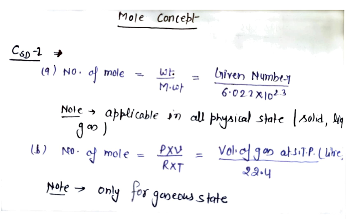 Mole - Vol g RxT Pxv 6"022X)o Chiven Nmbt-y (B) NO. =mole n aþicableall ...