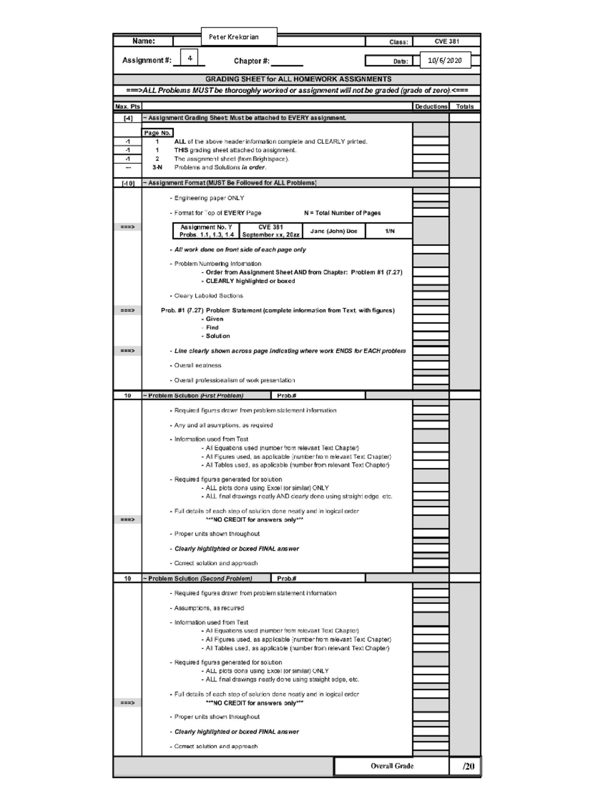 CVE 381 HW#4 f20 - CVE 381 - Peter Krekorian 4 10/6/ - Geotechnical Engineering CVE Peter ...