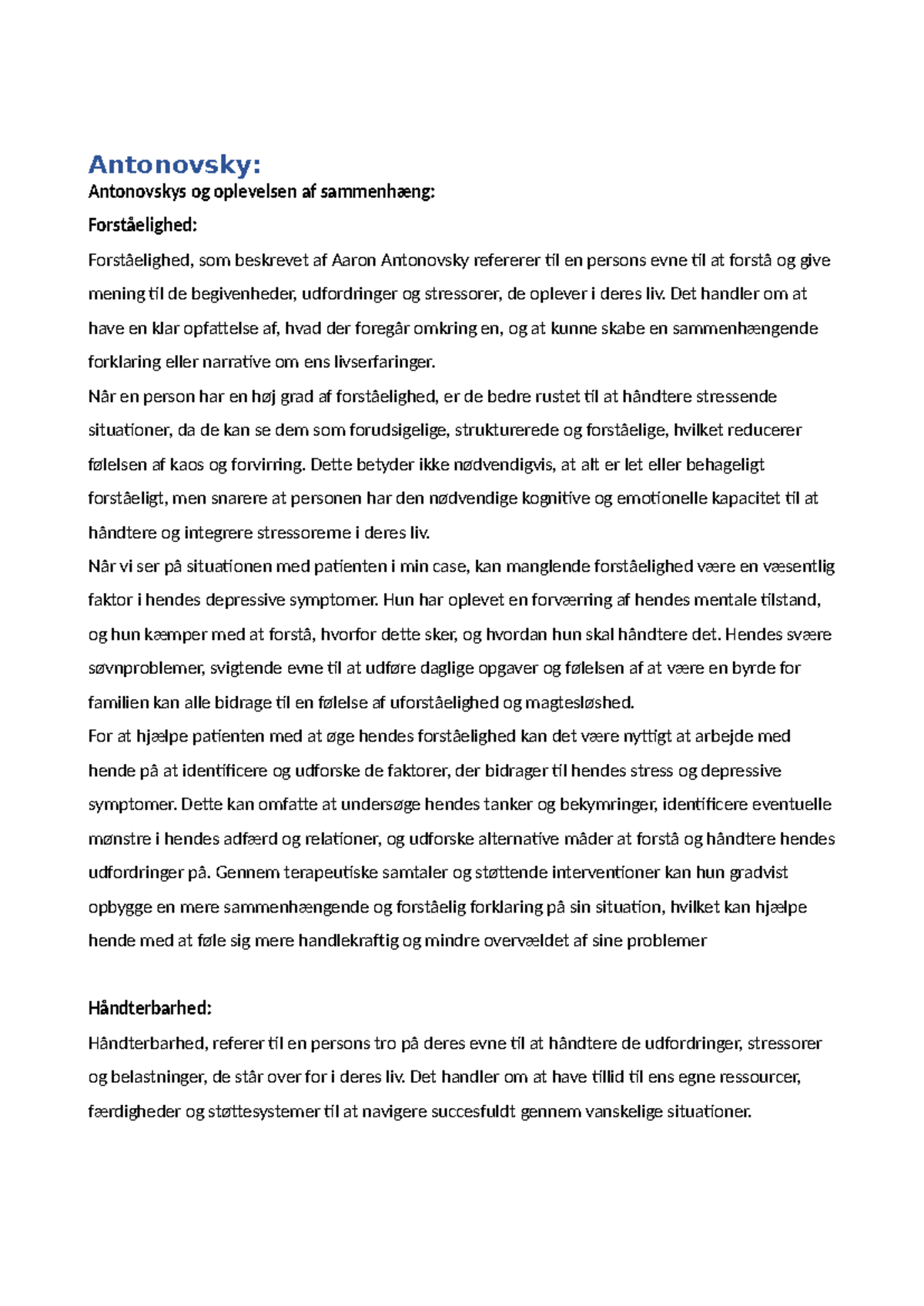 Antonowsky - Antonovsky: Antonovskys og oplevelsen af sammenhæng ...
